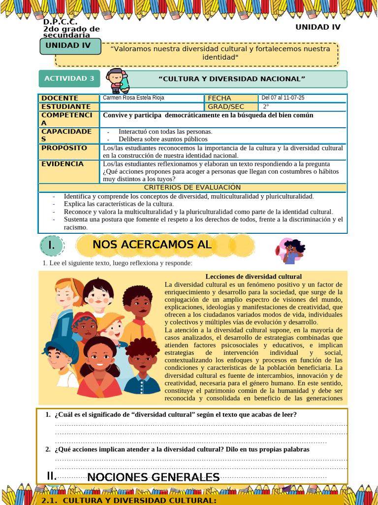 2° DPCC - Actv.03-Uni.4 2024 | PDF | Multiculturalismo | Los símbolos