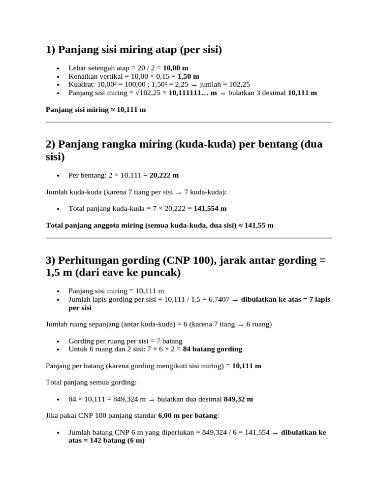 Perhitungan Struktur Atap dan Gording | PDF