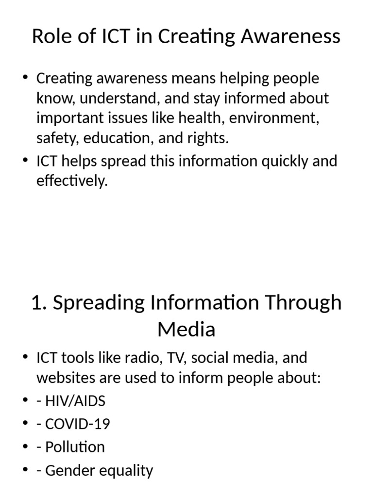 Impact of ICT on Awareness Creation | PDF