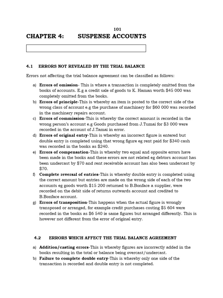 Understanding Suspense Accounts and Errors | PDF | Debits And Credits ...