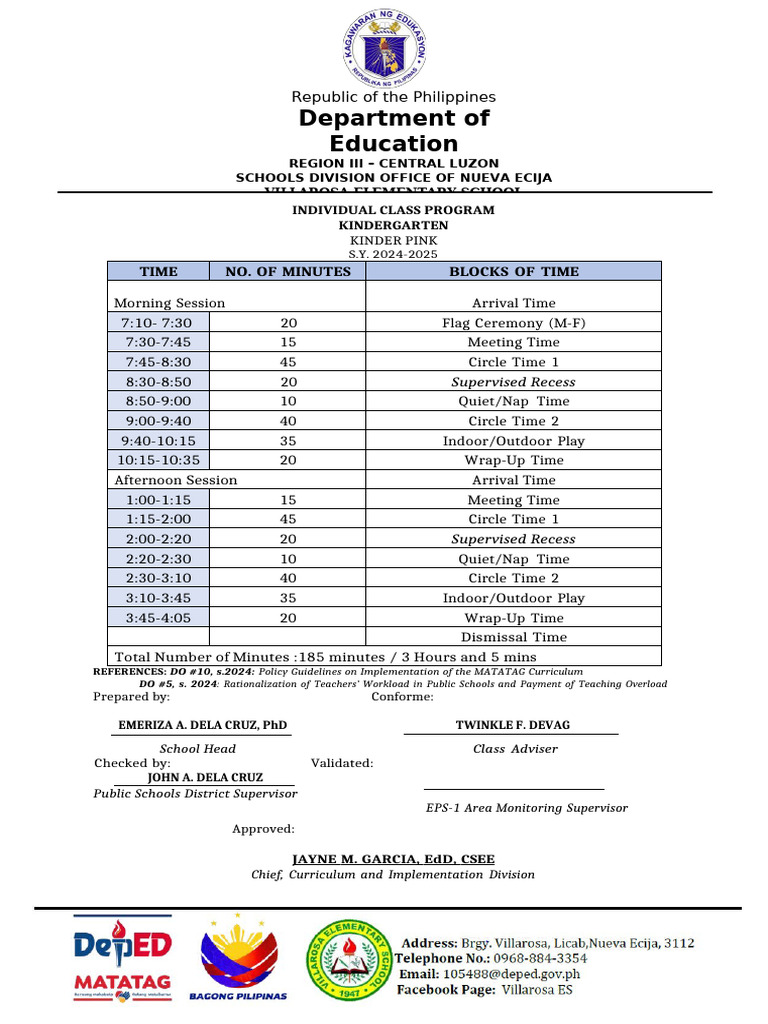 Kindergarten to Grade 4 Class Program 2024-2025 | PDF | Republic | Learning