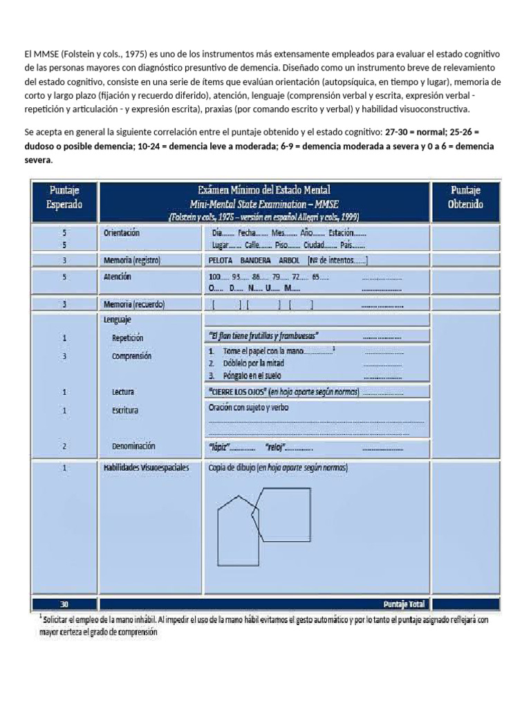 Protocolo MiniMental | PDF