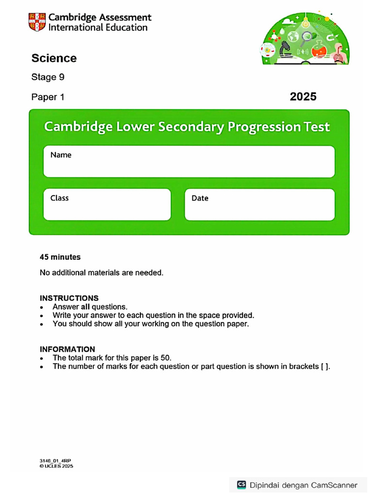 2025 P1 Progression Test Science | PDF