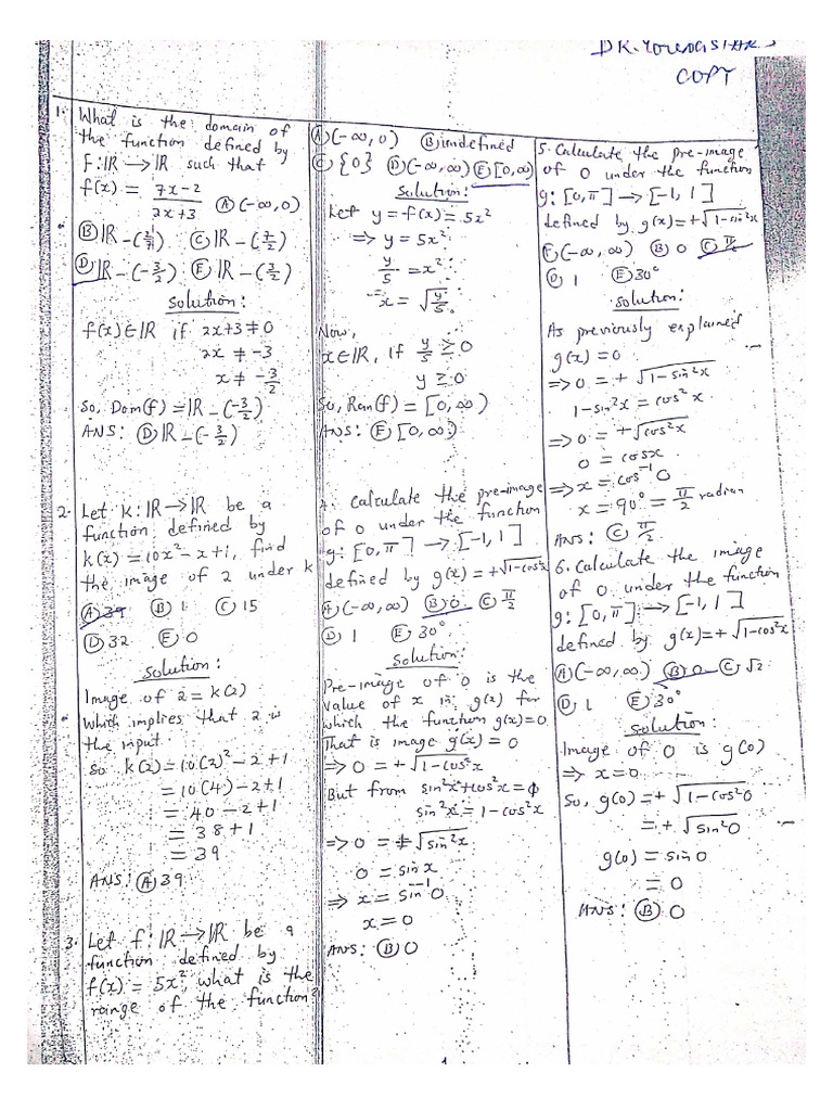 MTH 103... PQ 1-1 | PDF