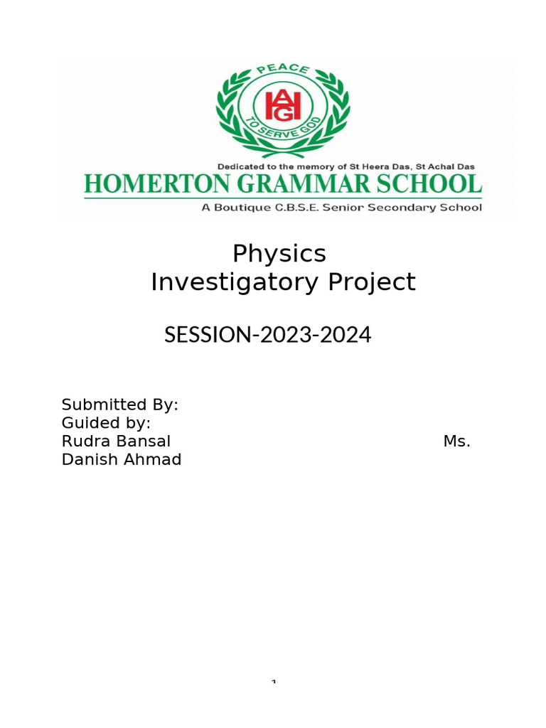 Physics Investigatory Project Class 12 | PDF | Transformer | Inductor