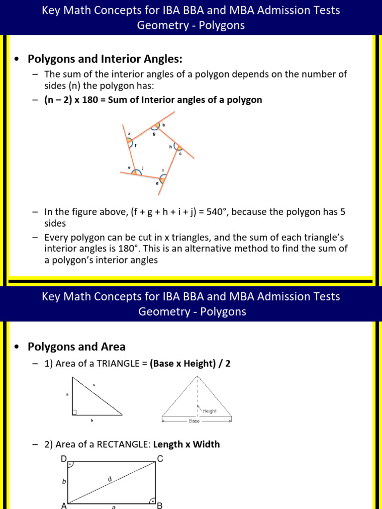 IBA Math Flashcards | PDF | Area | Rectangle