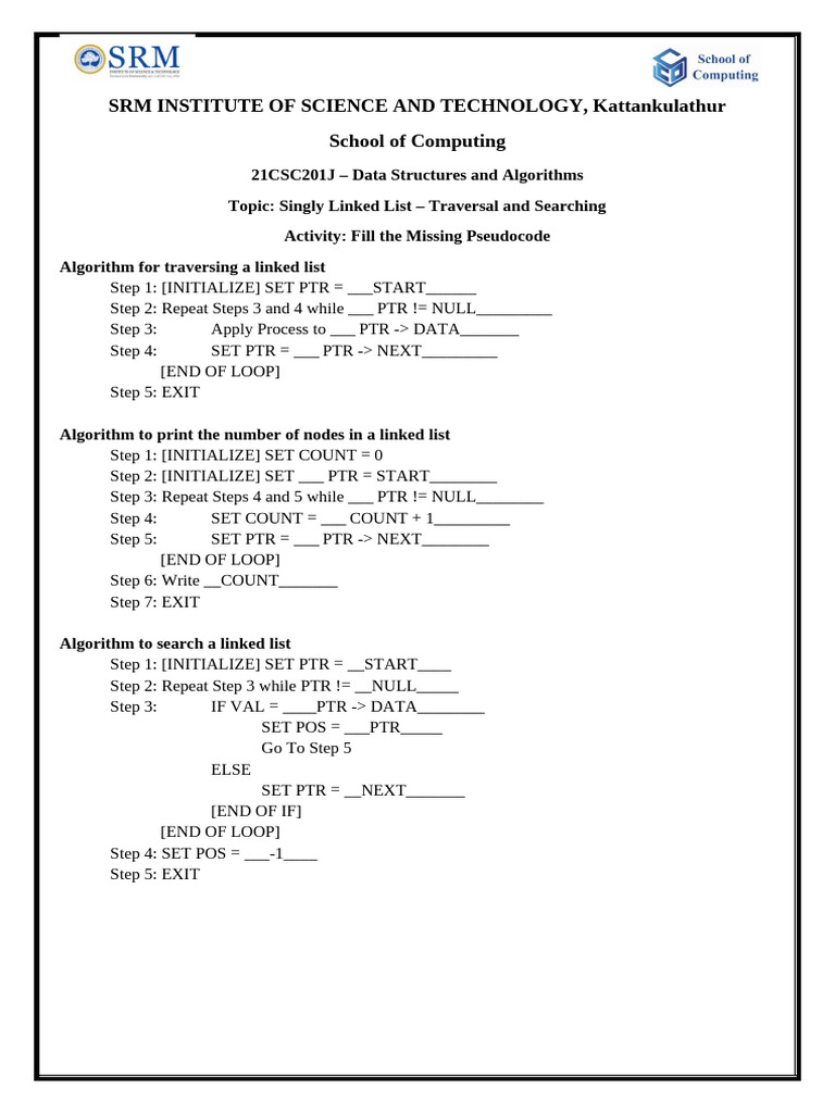 SRM Institute of Science and Technology, Kattankulathur School of ...