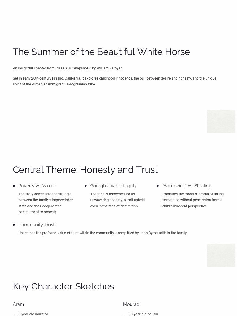 The Summer of the Beautiful White Horse | PDF