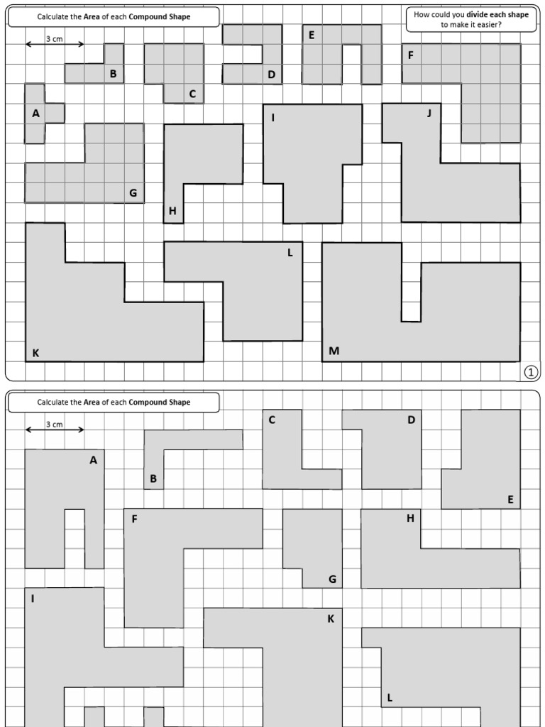 Compound Shapes Area Worksheet a A4 (1) | PDF