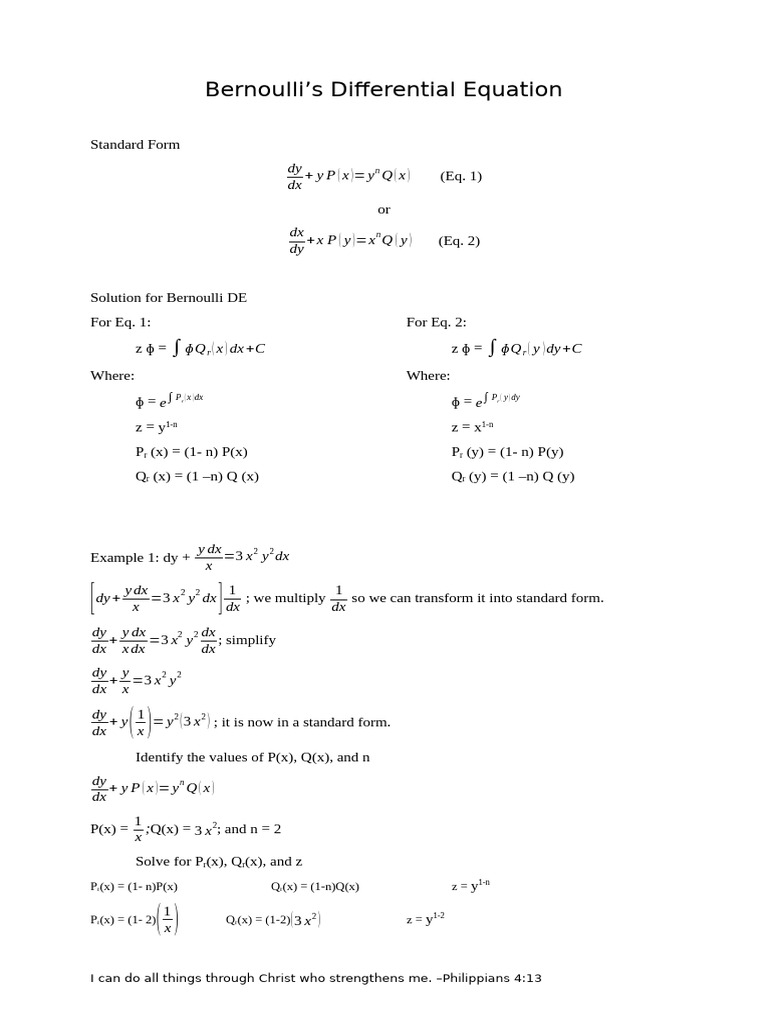 6 Bernoulli Equation | PDF | Equations | Mathematical Objects