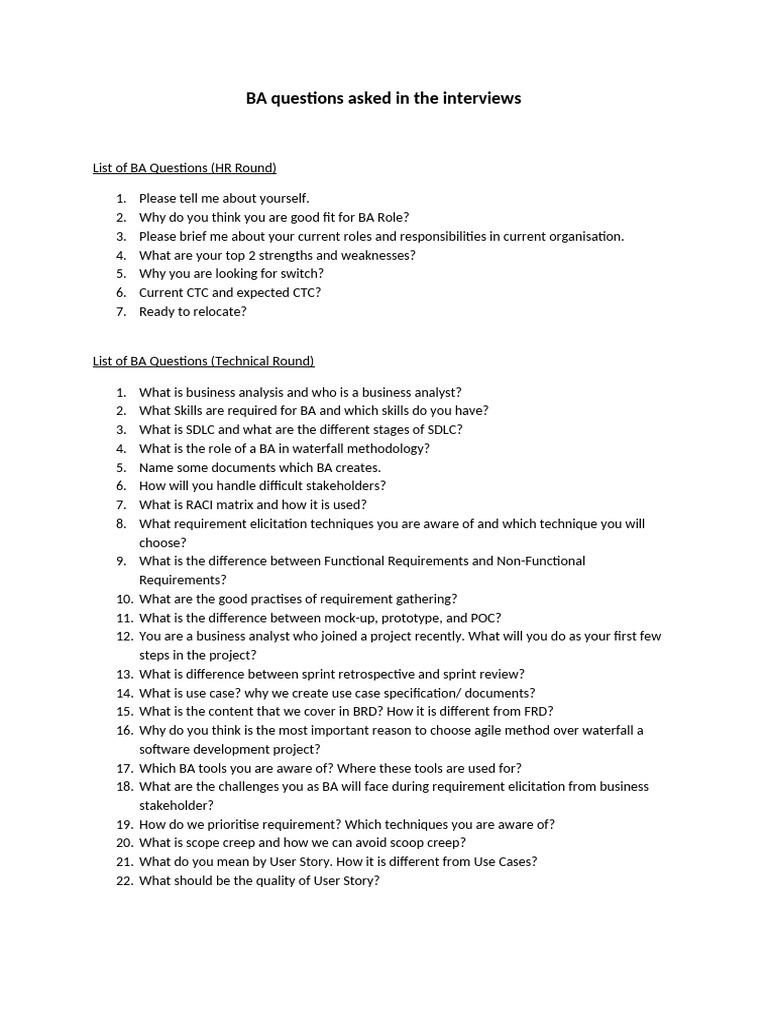 InteractX - BA Interview Questions | PDF | Software Development Process | Business Analysis