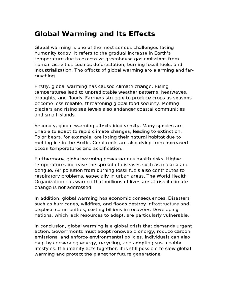 Global Warming and Its Effects | PDF