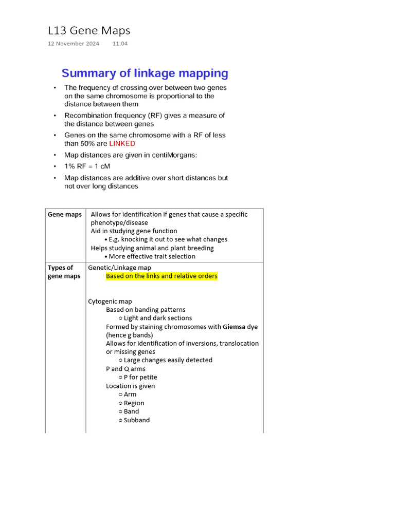 Understanding Gene Mapping Techniques | PDF | Genetic Linkage | Gene