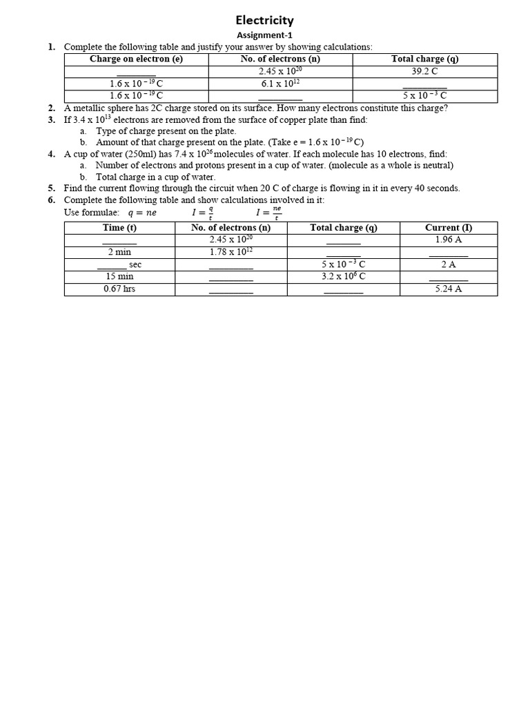 Assignment Electricity | PDF