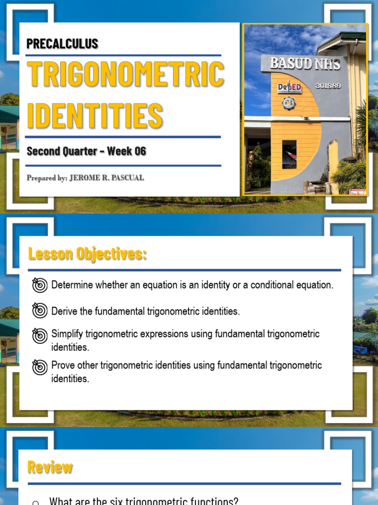 Trigonometric Identities in Precalculus | PDF | Trigonometric Functions ...