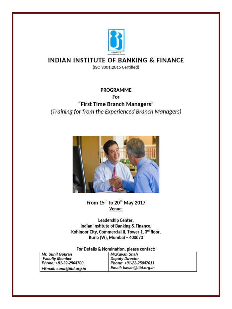 Training for First-Time Branch Managers | PDF | Business