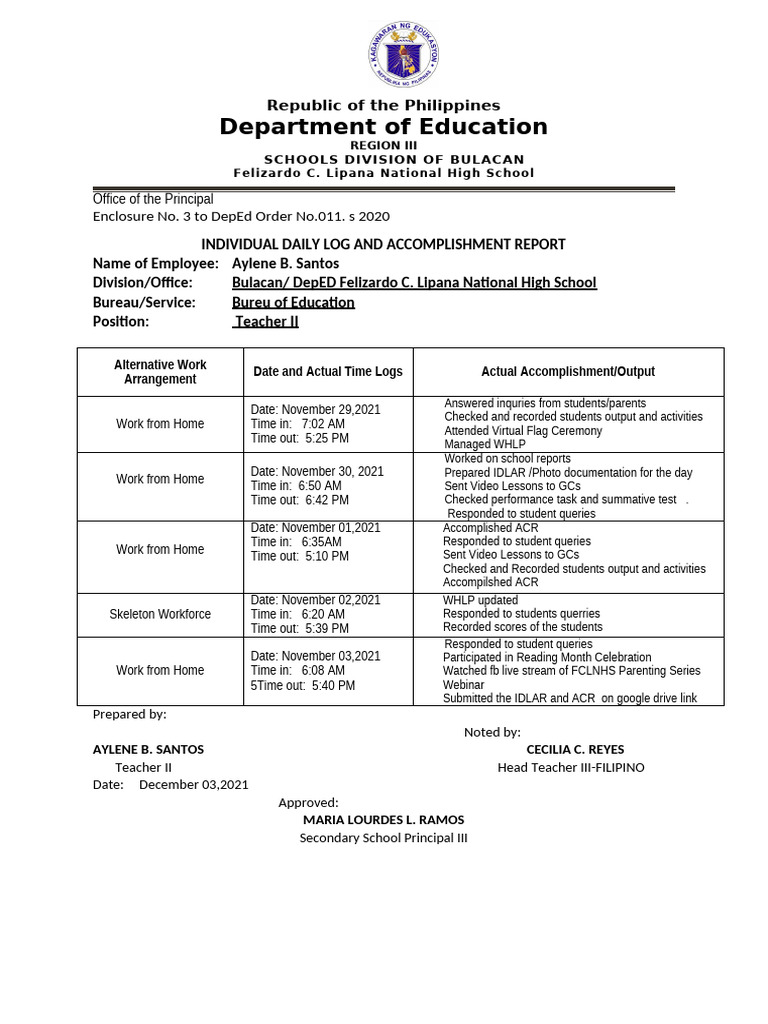 Idlar November 22-26-2021 Aylene B. Santos | PDF | Government | Philippines