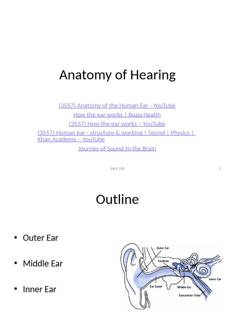 Chapter 5-Anatomy and Physiology of Hearing-Part 1 | PDF | Ear | Senses