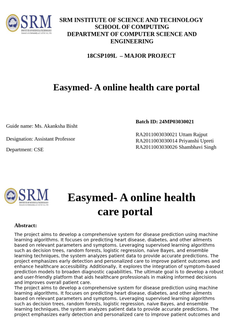 Major Project | PDF | Machine Learning | Health Care