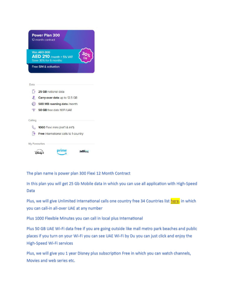 Du Power Plan 300 Flexi Overview | PDF