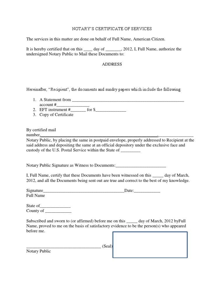 Notary Presentment Letter