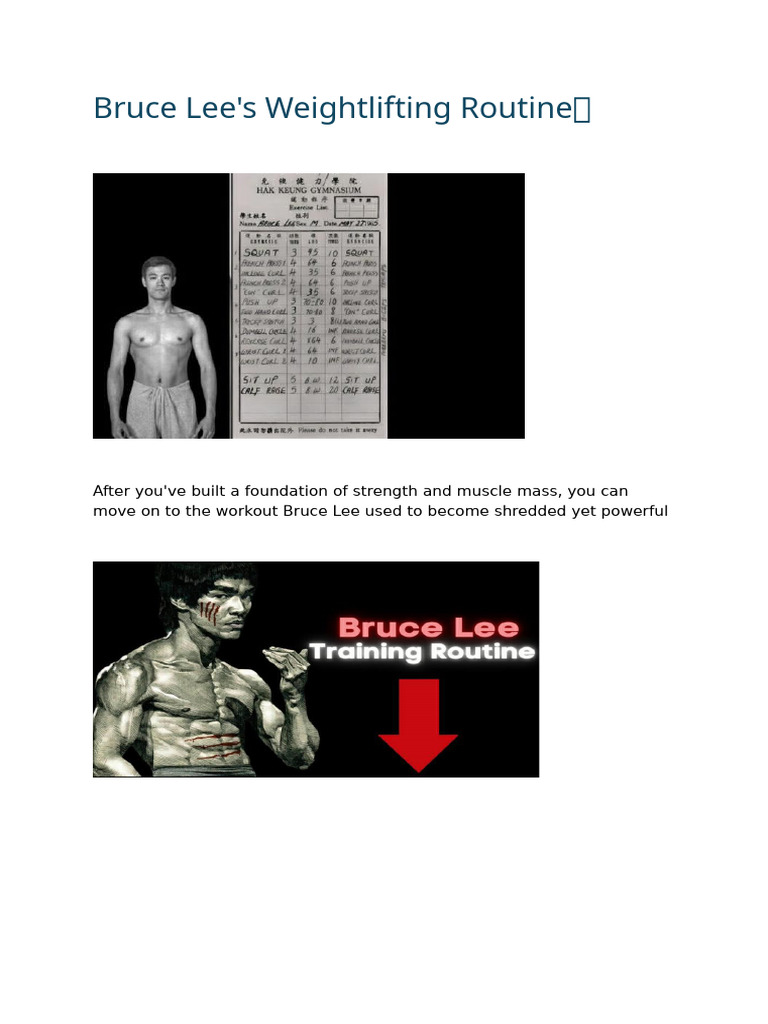 Bruce Lee's Weightlifting Routine | PDF