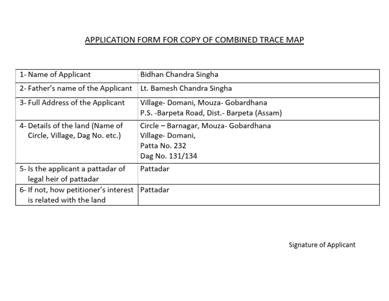 Application for Trace Map in Assam | PDF