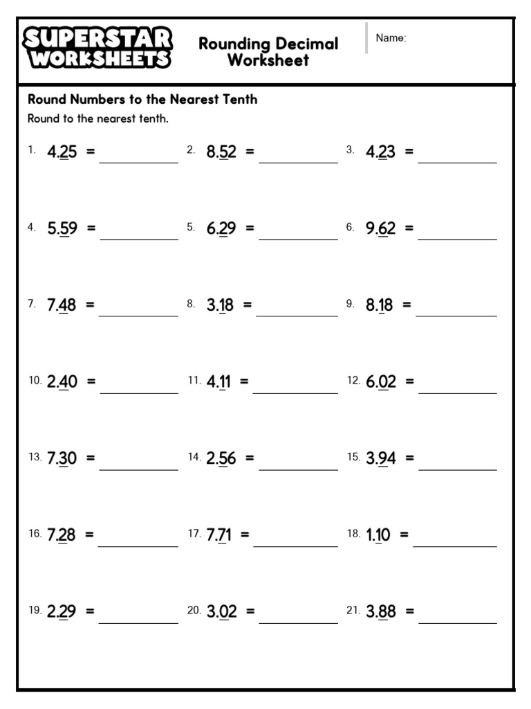 Rounding Decimals Worksheet | PDF