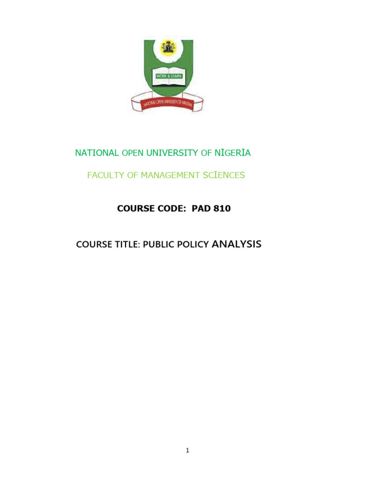 Public Policy Analysis Course Guide | PDF | Policy Analysis | Policy