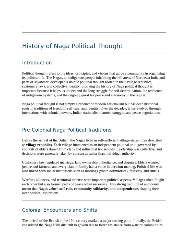 History of Naga Political Thought: Village Republics | PDF | Nationalism