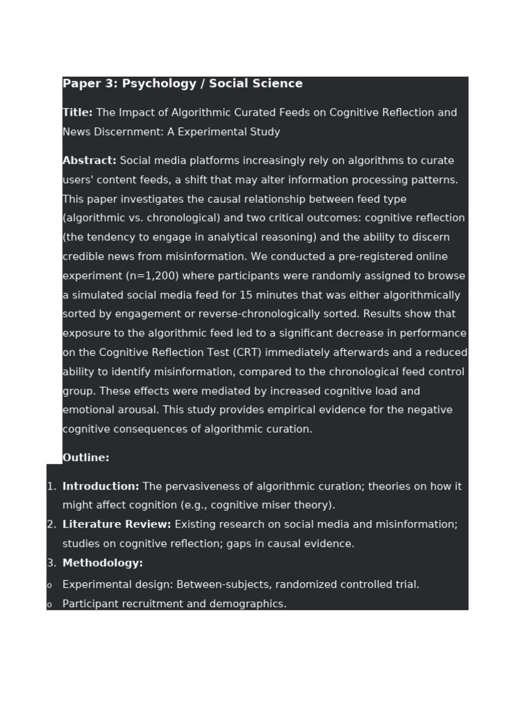 Algorithmic Feeds and Cognitive Impact | PDF