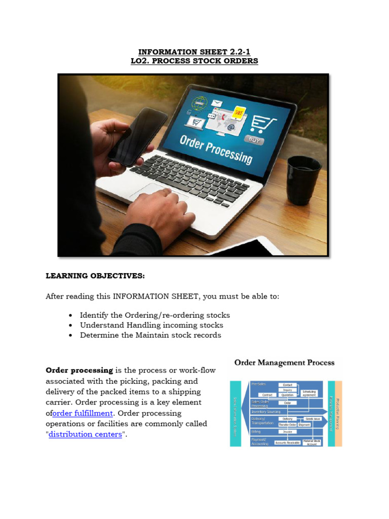 Stock Order Processing Guide | PDF | Procurement | Inventory