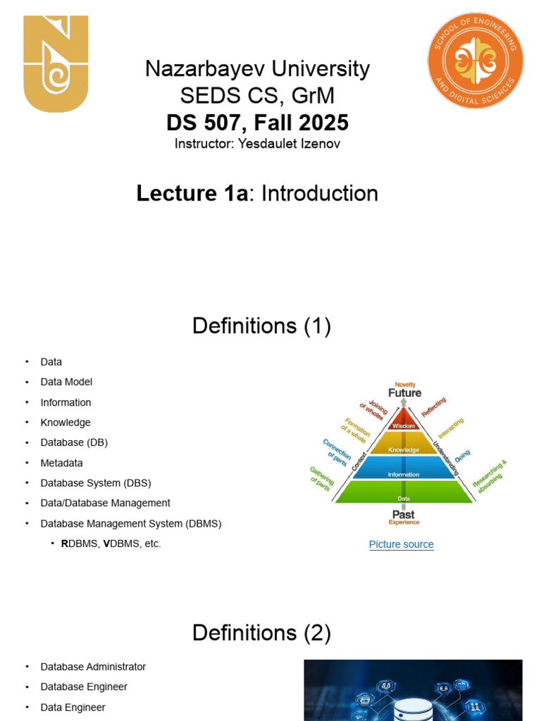 DS507 Fall24 Lecture1a Intro | PDF | Databases | Sql