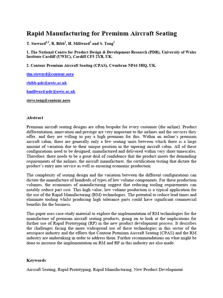 Rapid Manufacturing in Aircraft Seating | PDF | Software Prototyping ...