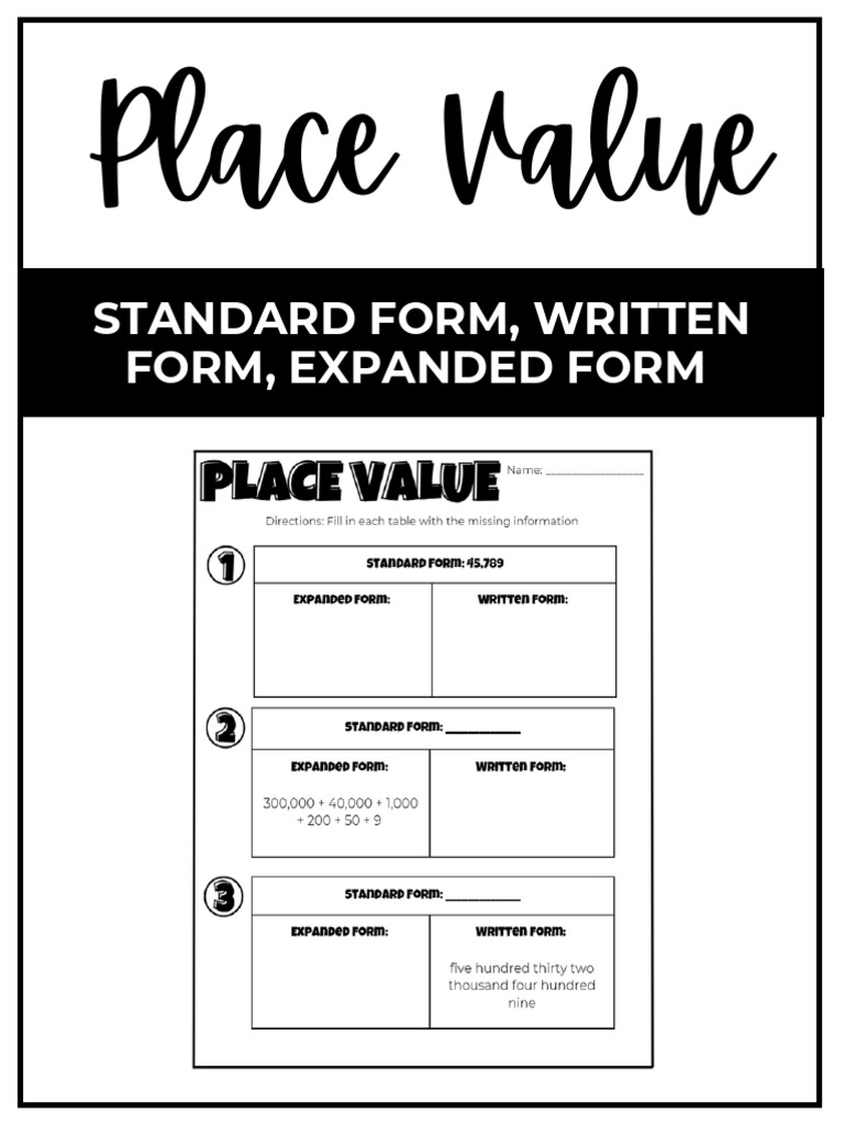 Place Value: Standard Form, Written Form, Expanded Form | PDF