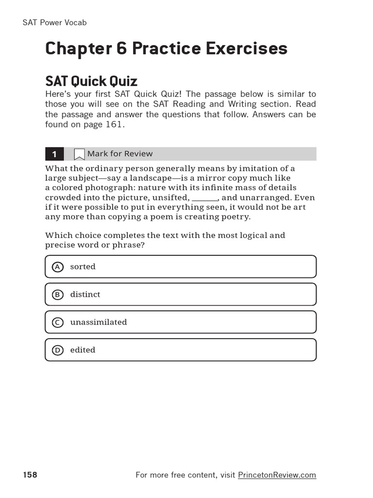 SAT Reading Practice Quiz Exercises | PDF