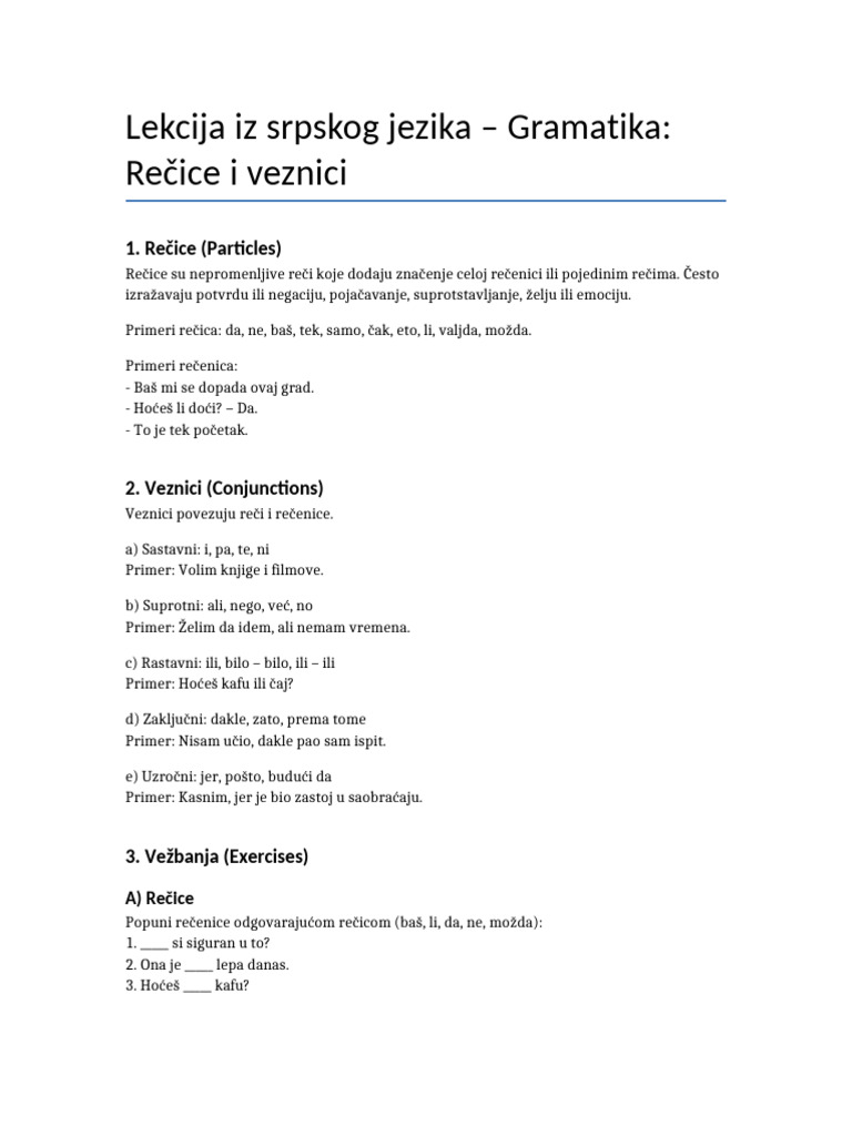 Lekcija Srpski Jezik | PDF