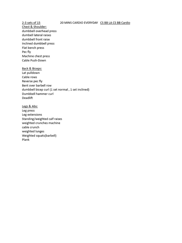 Workout Plan | PDF