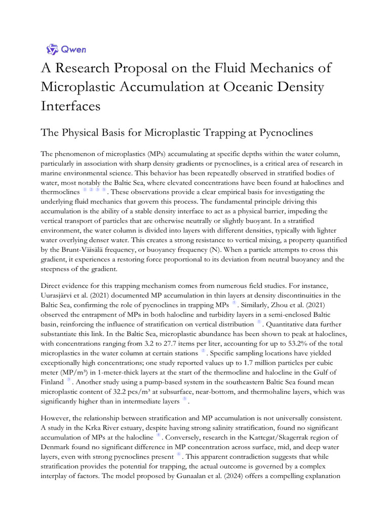 Microplastic Accumulation at Pycnoclines | PDF | Turbulence | Vortices