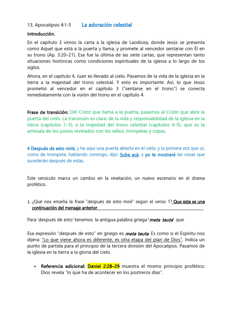 Adoración Celestial en Apocalipsis 4:1 | PDF | Cristo (título) | Libro ...