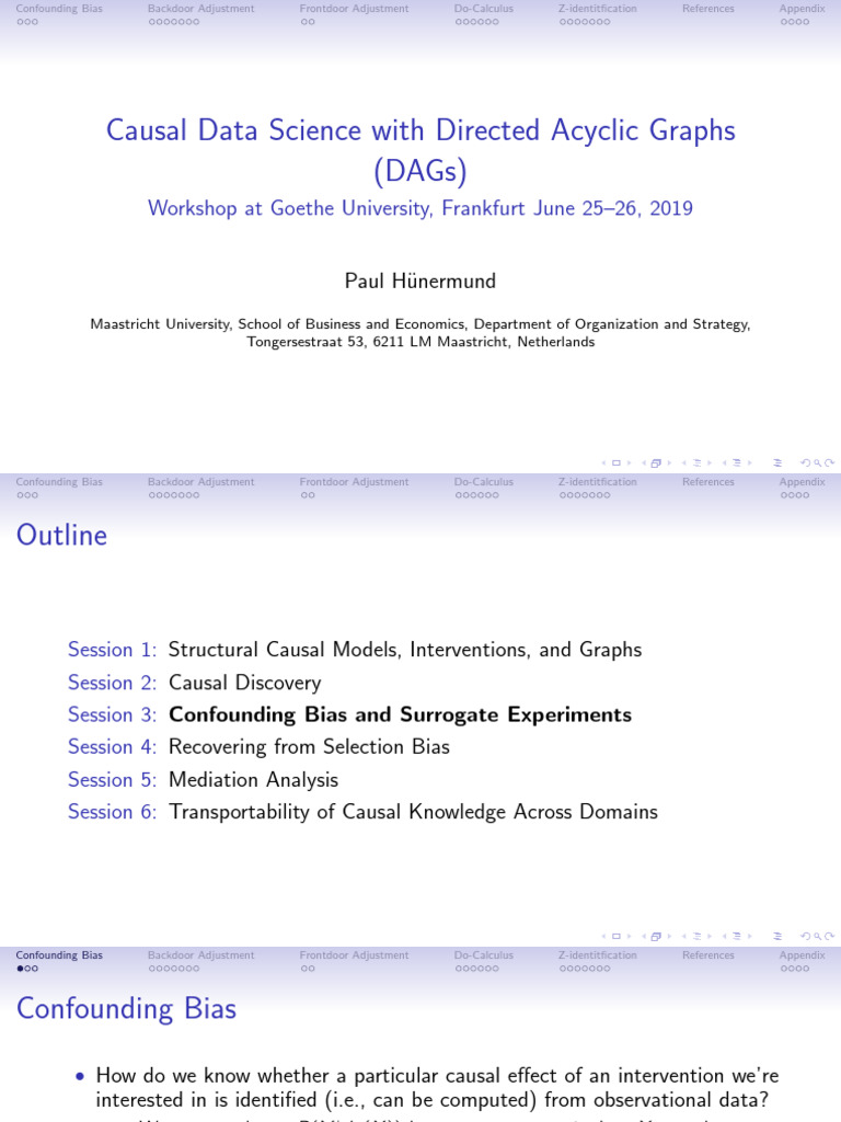 Huenermund - Causal Data Science With DAGs - Frankfurt June 2019 - Session 3 | PDF | Confounding ...