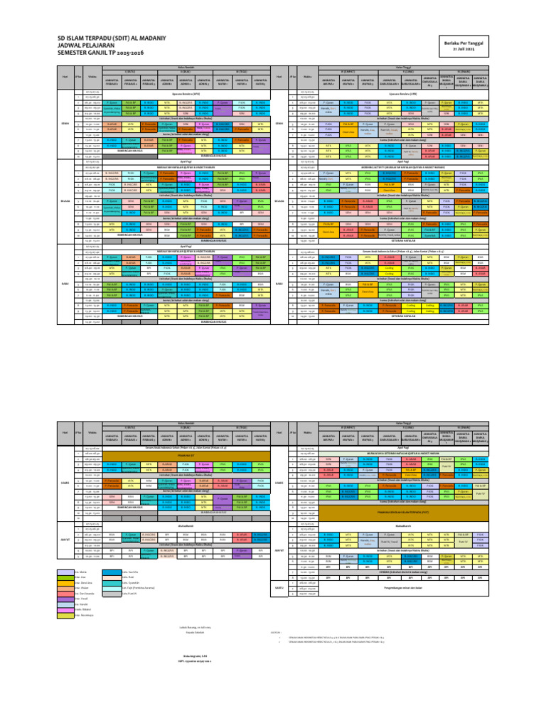 Jadwal Pelajaran Sem1 2025-2026 Ok Fix | PDF