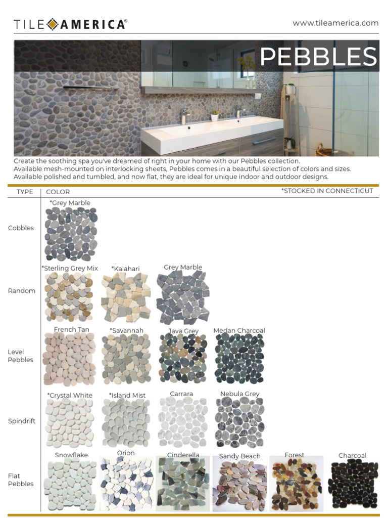 Tile America - Natural Stone Pebbles Spec Sheet | PDF