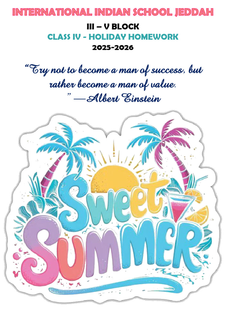 IISJ Class IV Holiday Homework 2025-26 | PDF | Linguistics