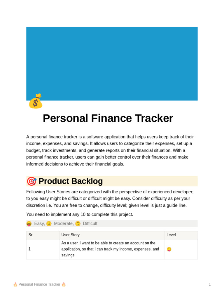 Personal Finance Tracker Overview | PDF | Expense | Computing