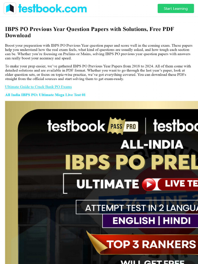 IBPS PO Previous Year Question Papers With Solutions, Free PDF Download ...