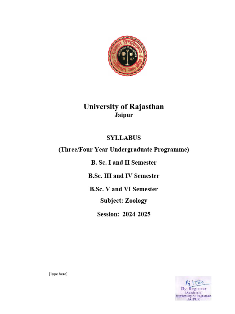 Three-Four Year UG Prog in Zoology I To IV Semmm | PDF | Zoology ...