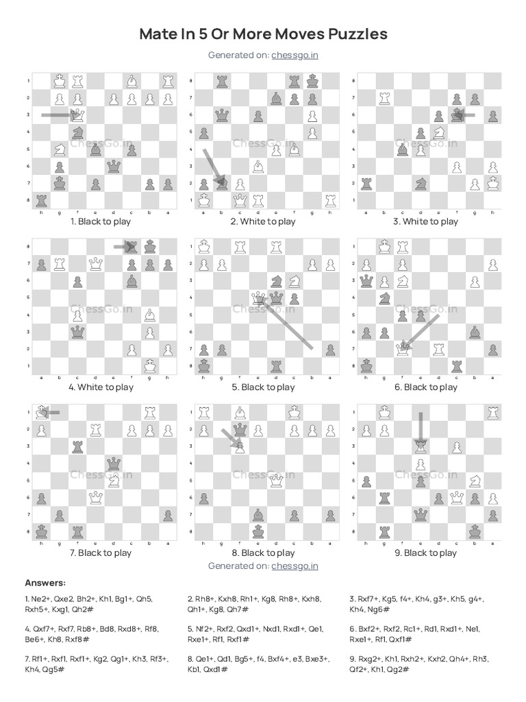 Mate in 5 Chess Puzzles Collection | PDF | Chess | Chess Theory