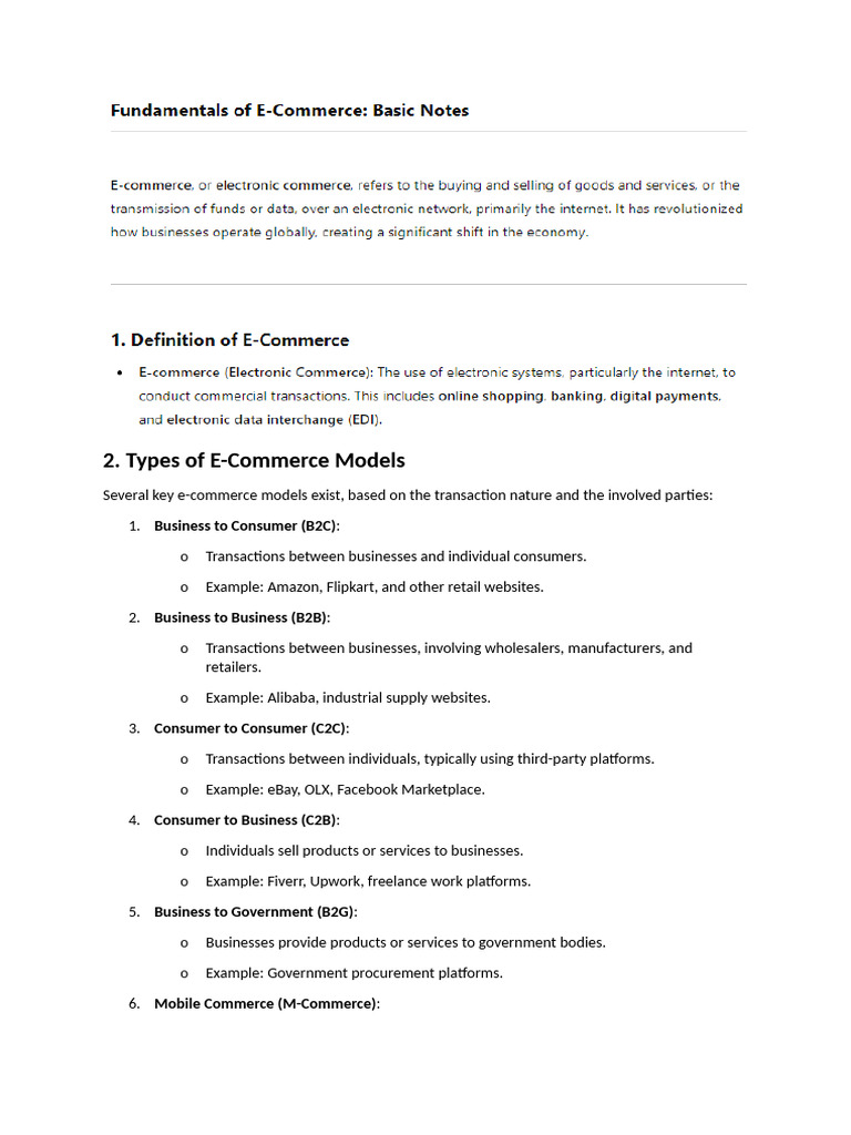 E-Commerce Models and Key Components | PDF | E Commerce | Computing