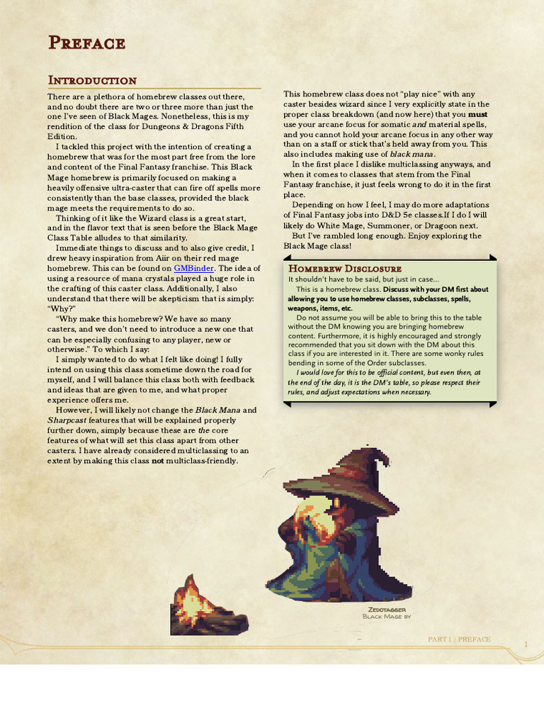 Black Mage D&D 5e Class Homebrew - The Homebrewery | PDF | Gary Gygax ...